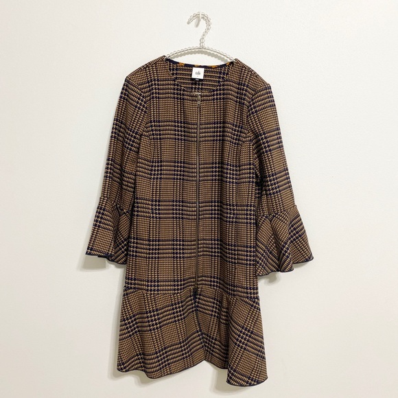 CAbi | Jackets & Coats | Cabi 392 Flounce Plaid Longline Fullzip Jacket ...